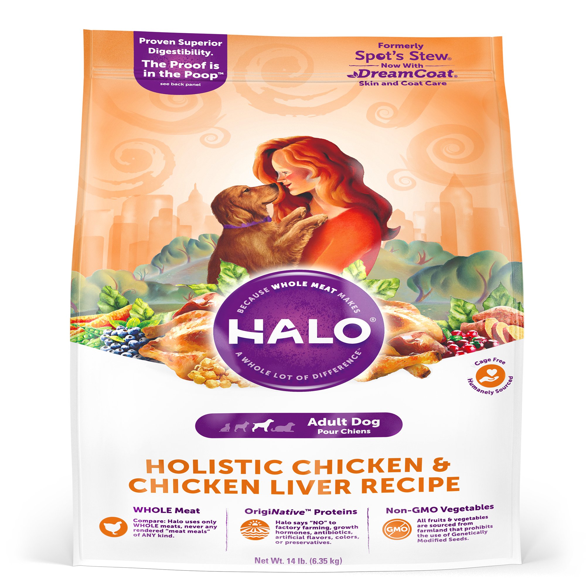 Halo Adult Holistic Chicken & Chicken Liver Dry Dog Food, 14 lbs – Pet ...